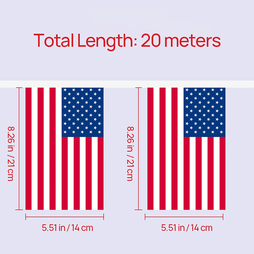 60PCS American flag, Independence Day Banner American Flag, 65Ft American flag Banner, Outside, very suitable for Patriotic Events, Sports, Bars Decorations