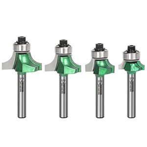 kowood pro roundover bit set 4 pcs, 1/4 inch shank router bit set, r:1/8", 3/16", 1/4", 5/16"，designed for woodworking enthusiasts