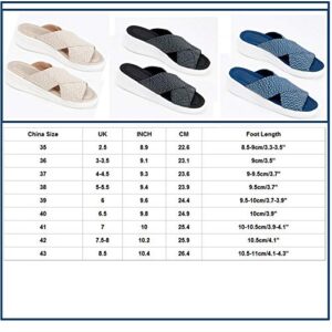 Women's Slip on Slides Sandal Sumemr Comfy Gradation Stretch Cross Orthotic Slide Sandals for Women Indoor & Outdoor(Black, 7)