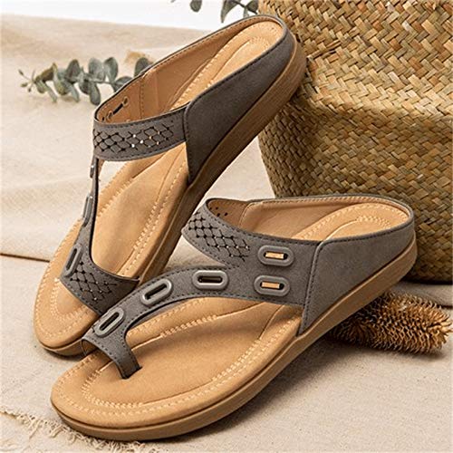 Flat Massage Flip Flops Women's Sandals and Slippers Set Toe Women's Sandals(Blue, 5.5)