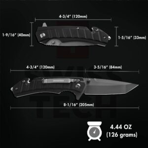 Swiss+Tech Folding Pocket Knife, Tactical Knife with 3.75" Tanto Blade, Pocket Clip, Glass Breaker, Seatbelt Cutter, Fit for Hunting Camping Survival, EDC, Self Defense, Perfect for Men & Women