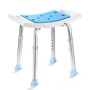 aliseniors shower chair for inside shower - nonslip bath shower stool with padded seat holes for tub and bathroom - nonskid comfortable safe bathing bench for senior elderly disabled and handicap