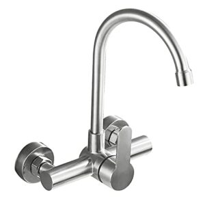 Kitchen Sink Faucet Brushed Nickel Wall Mount 360° Swivel Single Handle Restaurant Utility Sink Faucet in Wall Faucet Kitchen Bar Laundry Faucet Commercial