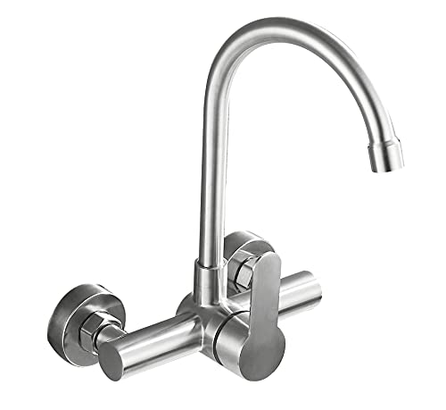 Kitchen Sink Faucet Brushed Nickel Wall Mount 360° Swivel Single Handle Restaurant Utility Sink Faucet in Wall Faucet Kitchen Bar Laundry Faucet Commercial