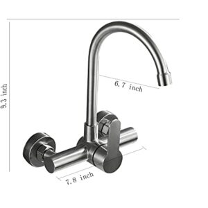 Kitchen Sink Faucet Brushed Nickel Wall Mount 360° Swivel Single Handle Restaurant Utility Sink Faucet in Wall Faucet Kitchen Bar Laundry Faucet Commercial