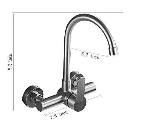 Kitchen Sink Faucet Brushed Nickel Wall Mount 360° Swivel Single Handle Restaurant Utility Sink Faucet in Wall Faucet Kitchen Bar Laundry Faucet Commercial