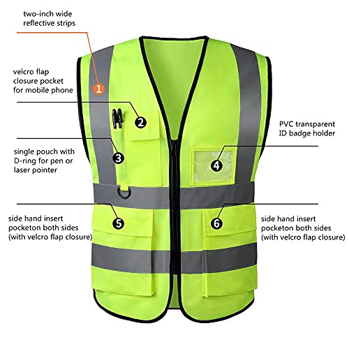 Tydon Guardian Reflective Safety Vest for Women Men High Visibility Security With Pocket Zipper Front Meet ANSI/ISEA Standard