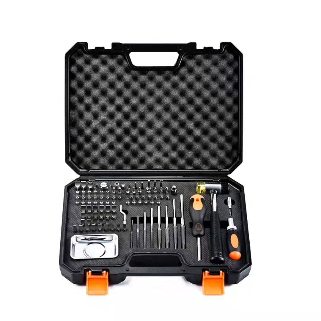 KNINE OUTDOORS Screwdriver Set Engineering Repair Kit Maintenance Tools Durable Construction Accessories with Ratcheting Wrench Rubber Mallet Bits Wrenches Adapters Pin Punches, 100 Set