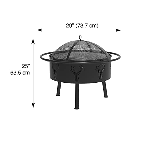 Blue Sky Outdoor Living WBFB29-MD 29” Round Barrel Wood Fire Pit with Steel Ring