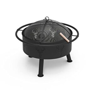 Blue Sky Outdoor Living WBFB29-MD 29” Round Barrel Wood Fire Pit with Steel Ring