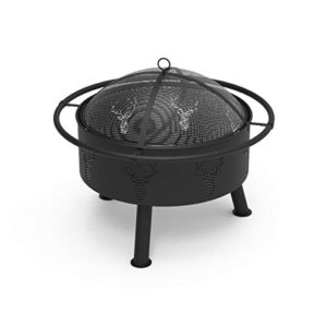 Blue Sky Outdoor Living WBFB29-MD 29” Round Barrel Wood Fire Pit with Steel Ring