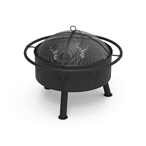 Blue Sky Outdoor Living WBFB29-MD 29” Round Barrel Wood Fire Pit with Steel Ring