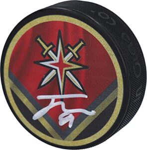 jonathan marchessault vegas golden knights autographed reverse retro logo hockey puck - autographed nhl pucks