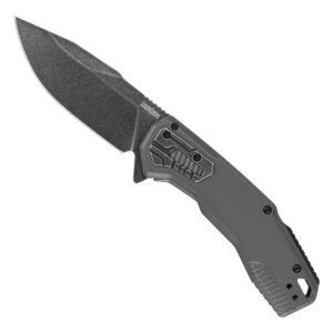 Kershaw Cannonball Pocket Knife, 3.5" D2 Carbon Steel Drop Point Blade, assisted opening with Flipper, Frame Lock, EDC