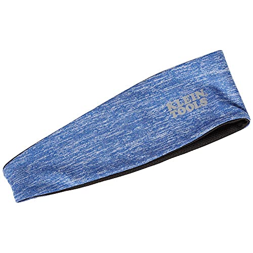 Klein Tools 60487 Headband, Cooling Evaporative Sweatband, Reversible and Lightweight, Can be Worn under Hard Hat or Helmet, Blue, 2-Pack