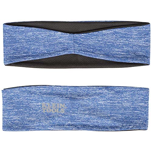 Klein Tools 60487 Headband, Cooling Evaporative Sweatband, Reversible and Lightweight, Can be Worn under Hard Hat or Helmet, Blue, 2-Pack