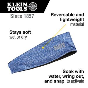 Klein Tools 60487 Headband, Cooling Evaporative Sweatband, Reversible and Lightweight, Can be Worn under Hard Hat or Helmet, Blue, 2-Pack