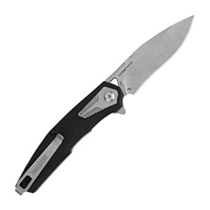 Kershaw Tremolo Pocket Knife, 3.125" 4Cr14 Steel Clip Point Blade, assisted opening EDC,Black