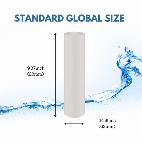 Hydraira 4-Pack 5 Micron 9.87” x 2.5” Sediment Water Filter Replacement Cartridge for Any Standard RO unit | Whole House RO System | Whole House Sediment Filtration CG9870005