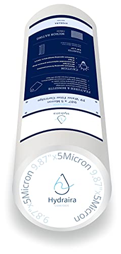 Hydraira 4-Pack 5 Micron 9.87” x 2.5” Sediment Water Filter Replacement Cartridge for Any Standard RO unit | Whole House RO System | Whole House Sediment Filtration CG9870005