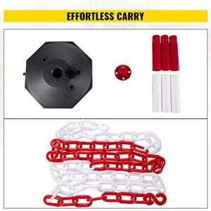 VEVOR Plastic Stanchion, 4pcs Chain Stanchion, Plastic Stanchion Kit w/ 32ft Chain 8 S-Hooks, PE Plastic White Stanchion for Warning/Crowd Control at Parking Lot, Construction Lot, Driveway Elevator