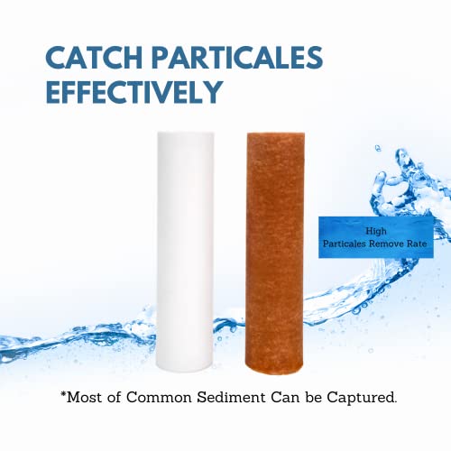 Hydraira 4-Pack 10 Micron 9.87” x 2.5” Sediment Water Filter Replacement Cartridge for Any Standard RO unit | Whole House RO System | Whole House Sediment Filtration CG9870010