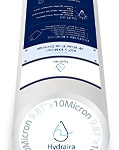 Hydraira 4-Pack 10 Micron 9.87” x 2.5” Sediment Water Filter Replacement Cartridge for Any Standard RO unit | Whole House RO System | Whole House Sediment Filtration CG9870010