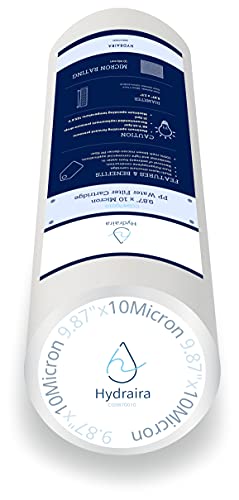 Hydraira 4-Pack 10 Micron 9.87” x 2.5” Sediment Water Filter Replacement Cartridge for Any Standard RO unit | Whole House RO System | Whole House Sediment Filtration CG9870010