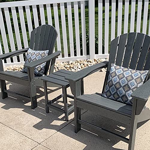 Farmhouse Adirondack Chair Wood Texture, Poly Lumber Patio Chairs, Pre-Assembled Weather Resistant Outdoor Chairs for Pool, Deck, Backyard, Garden, Fire Pit Seating, Slate Gray