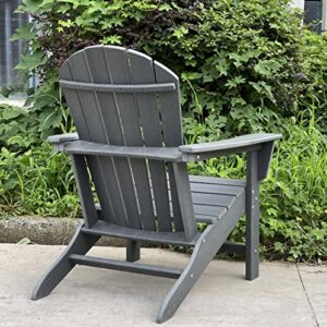 Farmhouse Adirondack Chair Wood Texture, Poly Lumber Patio Chairs, Pre-Assembled Weather Resistant Outdoor Chairs for Pool, Deck, Backyard, Garden, Fire Pit Seating, Slate Gray