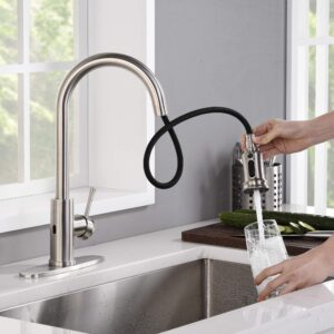 Amazing Force Touchless Kitchen Faucet with 3 Modes Pull Down Sprayer, Single Handle Automatic Motion Sensor Kitchen Sink Faucet with Fingerprints Resistant, Chrome 1.8 GPM