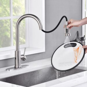 Amazing Force Touchless Kitchen Faucet with 3 Modes Pull Down Sprayer, Single Handle Automatic Motion Sensor Kitchen Sink Faucet with Fingerprints Resistant, Chrome 1.8 GPM