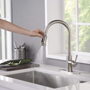 Amazing Force Touchless Kitchen Faucet with 3 Modes Pull Down Sprayer, Single Handle Automatic Motion Sensor Kitchen Sink Faucet with Fingerprints Resistant, Chrome 1.8 GPM