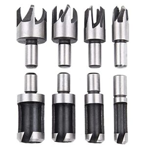 mesee 8 pieces wood plug cutter drill bits set, hss tenon drill bit cutter taper claw type cork drill bit for woodworking hole saw cutting tool, 5/8" 1/2" 3/8" 1/4"