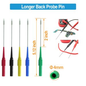 Testeronics 47 in 1 Back Probe Kit with 6 Pockets Roll Up Tool Bag |5 PCS Wire Piercer with Cover| 20 PCS Back Probe Pin | 10 PCS 4mm Banana Plug to Alligator Clip Circuit Test Lead 39.37 inch