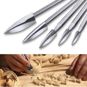 wood carving tools, 5 pcs engraving drill accessories bit wood crafts grinding woodworking tool with 1/8” shank universal fitment for rotary tools