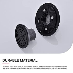 4 1/4 Inch Round Shower Floor Drain Grate with Adjustable Threaded Drain Base Flange, Matte Black