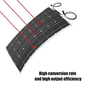 EBTOOLS Monocrystalline Solar Panel, Outdoor 18V 100W Semi Flexible Solar Panel Battery Power Charger for Car/Boat