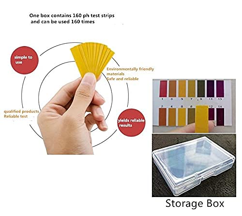 Ph 1-14 Test Paper Litmus Test Paper 180 Strips pH Test with Storage Case for Urine Saliva Drinking Water Pool Spa Soap Liquids Food and Diet pH Monitoring (2 Pack with Storage Case)