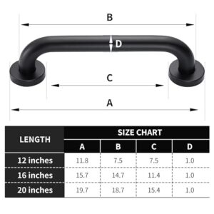 DeDebrly Shower Grab Bar 16-Inches Bathtub Grab Bar, Stainless Steel Safety Grab Bar, Home Care Bathroom Safety Grab Bar Hand Support Rail Balance Handrail, Matte Black