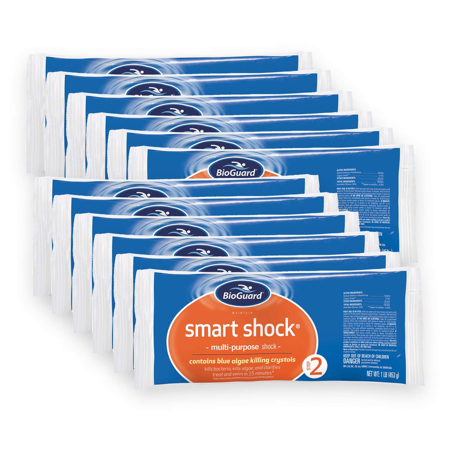 12 Pack BioGuard Smart Shock 1lb Granular Swimming Pool Oxidizer