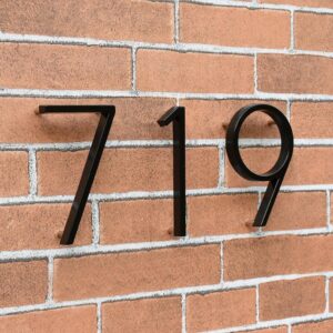 5" Stainless Steel Floating House Number, Metal Modern House Numbers, Garden Door Mailbox Decor Number with Nail Kit, Coated Black, 911 Visibility Signage (1)