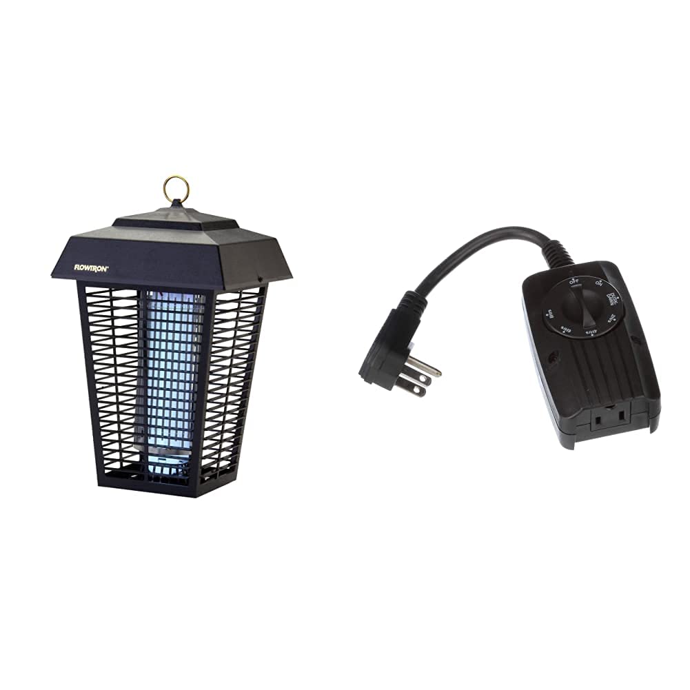 Flowtron Bug Zapper + Woods Outdoor Timer Bundle | Outdoor Insect and Mosquito Protection