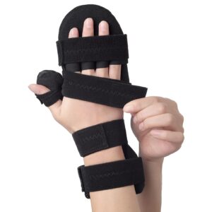 sylong stroke resting hand splint carpal tunnel wrist brace night immobilizer, finger stabilizer wrap - for muscle atrophy rehabilitation, arthritis, tendonitis, carpal tunnel pain