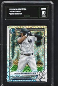 gem mint jasson dominguez bowman chrome refractor rookie card graded gma gem mint10 yankees young hot prospect mlb player