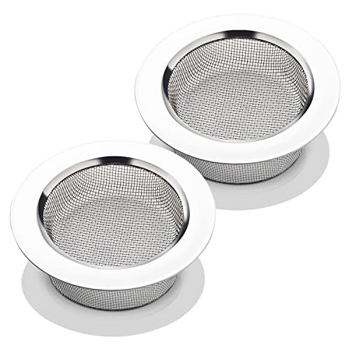 CORNERJOY 2PCS Kitchen Sink Strainer-Stainless Steel Mesh Drain Strainer,Large Wide Rim 4.5" Diameter