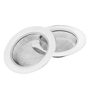 CORNERJOY 2PCS Kitchen Sink Strainer-Stainless Steel Mesh Drain Strainer,Large Wide Rim 4.5" Diameter