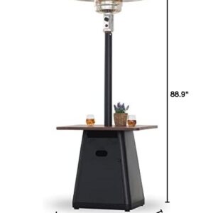 Sunjoy Patio Heater, 40000 BTU Portable Freestanding Steel Frame Outdoor Propane Heater with Side Table Design, Stainless Steel Burner, Safety Self Shut-Off System for Commercial & Residential Use