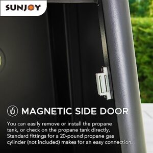 Sunjoy Patio Heater, 40000 BTU Portable Freestanding Steel Frame Outdoor Propane Heater with Side Table Design, Stainless Steel Burner, Safety Self Shut-Off System for Commercial & Residential Use