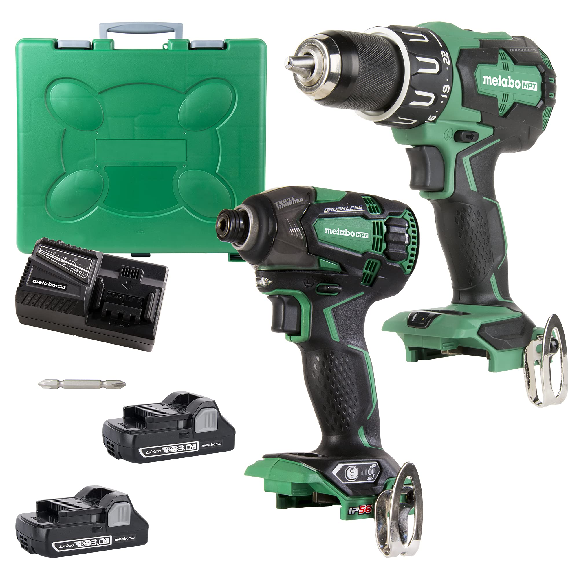 Metabo HPT 18V MultiVolt Hammer Drill and Triple Hammer Impact Driver Cordless Combo Kit | Lifetime Tool Warranty | KC18DBFL2C